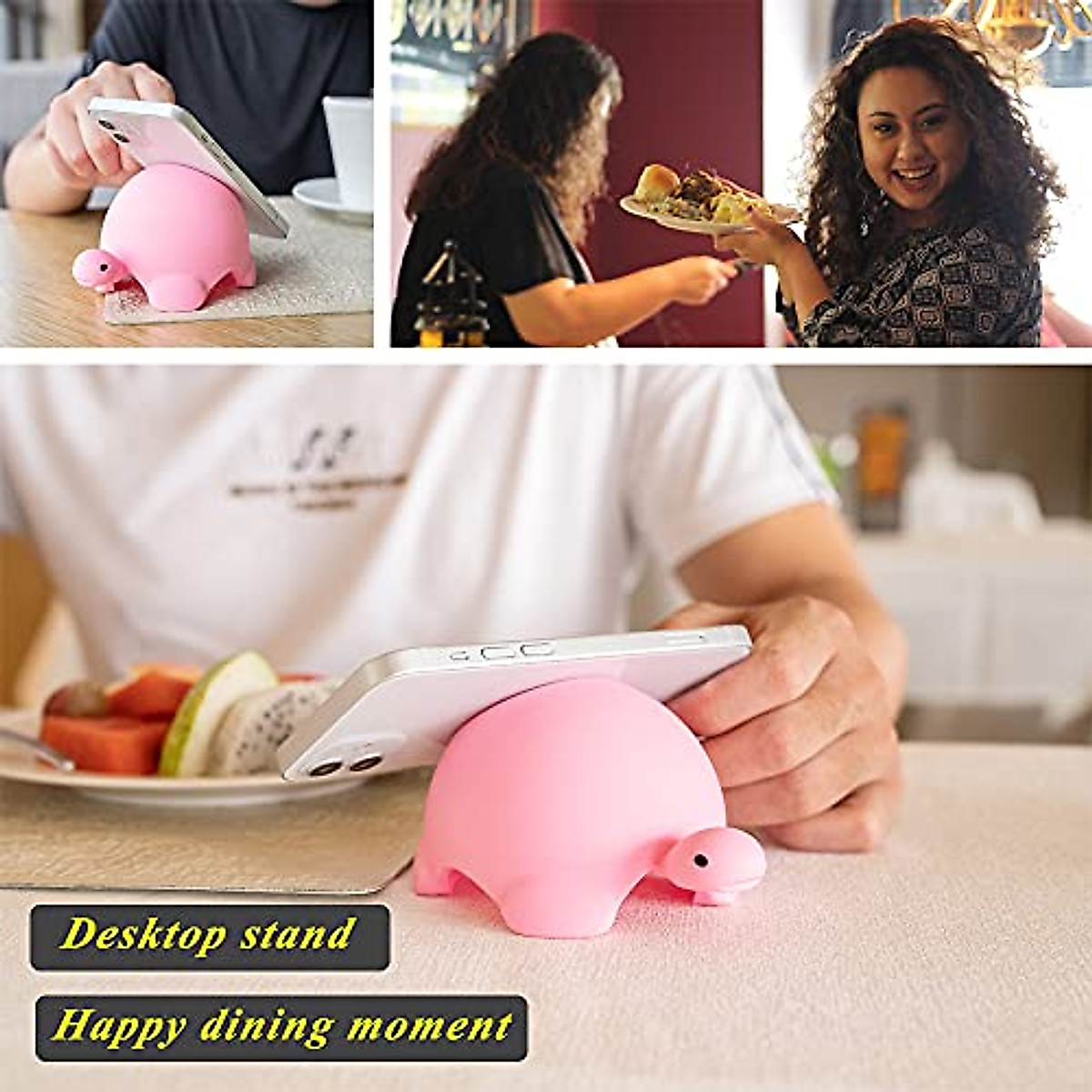 Cute Phone Stand for Desk, Soft Silicone Desktop Phone Holder iPhone Stand - Creative & Fun Design - Put from Any Angle, Animal Cell Phone Stand Suitable for All Smartphones (Pink)