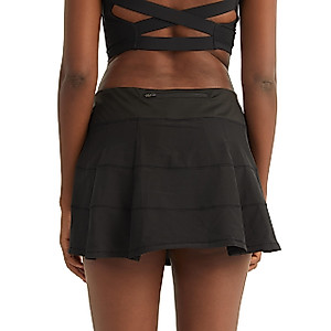 JEGGE Women's Pleated Tennis Skirts with Built-in Shorts & 3 Pockets Workout Running Golf Sports Casual Skorts (Black, M)