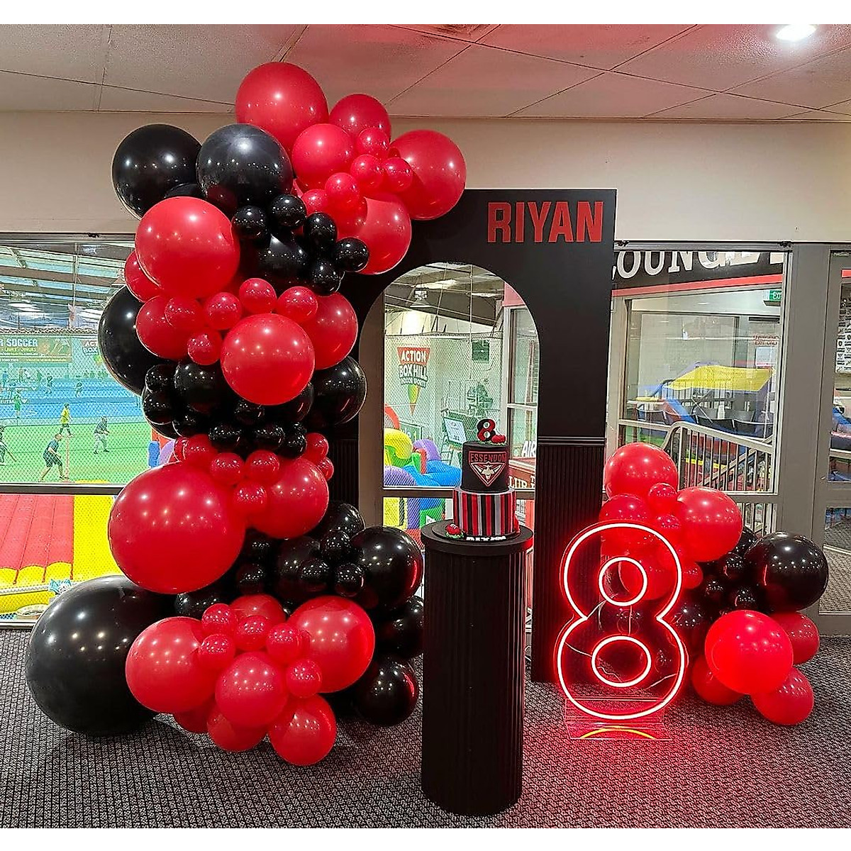 ADOINBY Red and Black Balloon Arch Kit, 140Pcs Different Sizes inch Black and Red Balloons and Confetti Party Balloon Garland Kit for Birthday, Wedding, Graduation, Anniversary, Prom Decorations