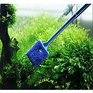 Meiyiu Algae Cleaning Brush Fish Tank Double-Sided Sponge Brush Cleaner Long Handle Fish Tank Scrubber for Home Kitchen Cleaning Brush (Long Handle Green *2+Short Handle Green*2)