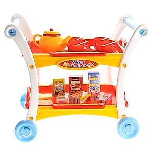 PowerTRC Afternoon Tea Time Trolley Cart Pretend Play Set for Tea Party