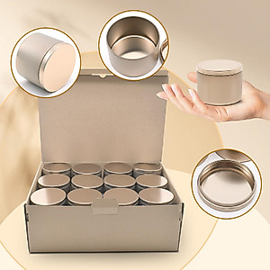 YJHSS Candle Tins 8 OZ, Set of 24 Premium Matte Full Rose Gold Candle Jars for Candle Making, 8oz Candle Tin with Lids for Candle Making, Bulk Empty Candle Containers for Small Business - Gold