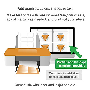 ChromaLabel 2 x 3 Inch Printable Labels, Office Labels & Stickers Compatible with Laser and Inkjet Printers - 25 Label Sheets, 250 Label Stickers, White