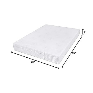 PrimaSleep 8 in Solar Memory Foam, Twin,White Mattress