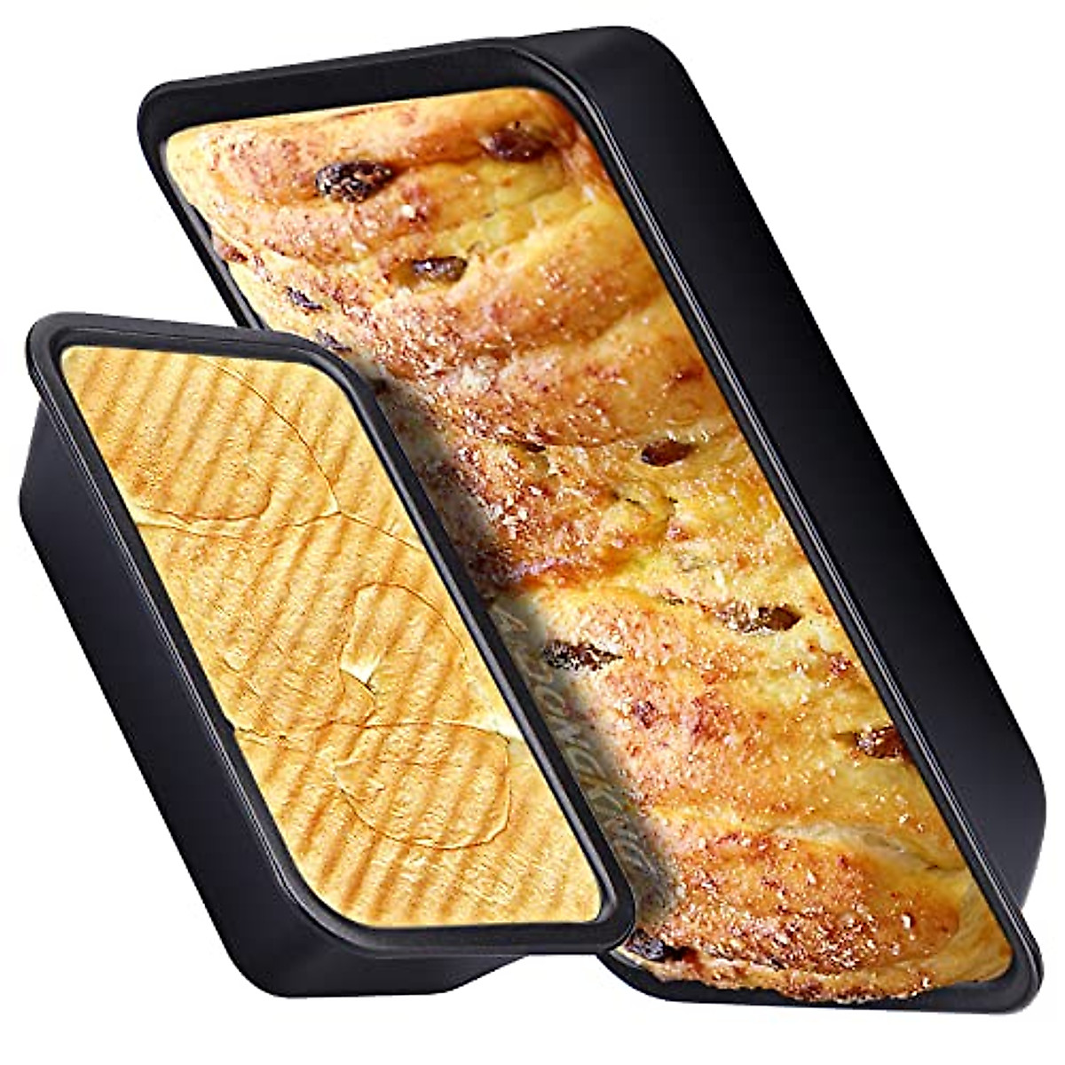 AmDONGKING Baking Loaf Pans, Nonstick Carbon Steel Bread, Cake, Brownies, Pie Pan, Kitchen Bakeware, 2-Pack, 6.1" & 9.5"