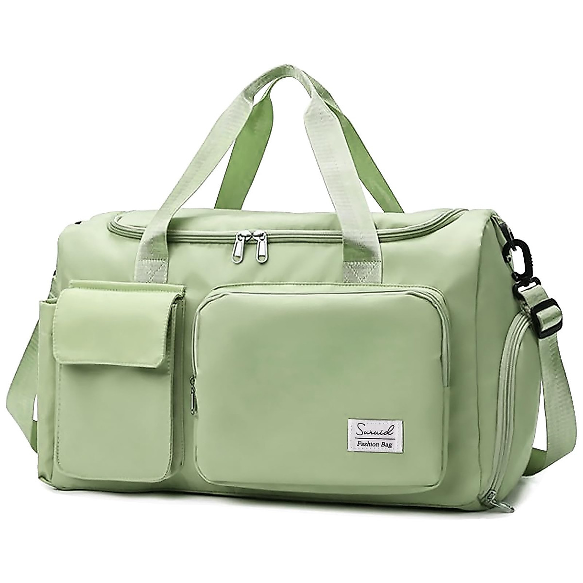 Suruid Travel Duffel Bag with Shoes Compartment Sports Gym Bag with Dry Wet Separated Pocket for Men and Women, Overnight Bag Weekender Bag Training Handbag Yoga Bag - Green