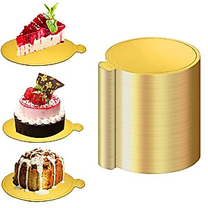 200 Pcs Mini Golden Cake Base, 3.5 Inch Cake Boards, Disposable Round Cake Board, Mousse Cake Boards, Dessert Displays Tray