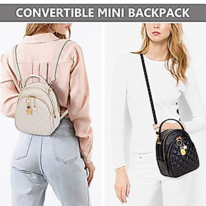 Mini Backpack Purse,VONXURY Fashion Small Leather Quilt Backpack Convertible Casual Travel Daypack for Women Ladies Girls