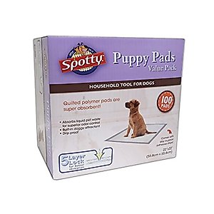 Spotty Super Absorbent Heavy Duty 5 Layer Housebreaking Training Leak Proof Pet Puppy Dog Pee Pads, 100 Count