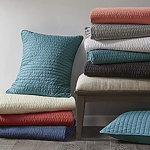 Madison Park Keaton Quilt Set-Casual Channel Stitching Design All Season, Lightweight Coverlet Bedspread Bedding, Shams, Full/Queen(90"x90"), Stripe Spice 3 Piece