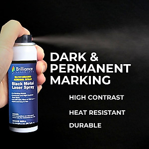 Brilliance Laser Inks 2 Oz Aerosol Black Laser Marking Spray for High Contrast Metal Marks | Permanent and Durable Metals Ink for Fiber, YAG, Diode, and CO2 Laser Engraver
