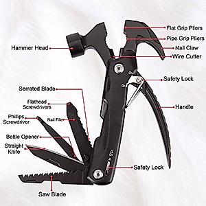Personalized Christmas Gifts for Grandpa Dad Uncle Custom Name Pocket Multitool Knife, Stocking Stuffers Cool Gadgets Presents for Men Father Him, All in One Tools Mini Hammer Multitool