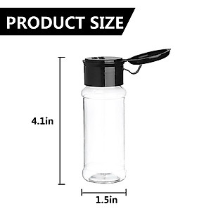 Voittozege 50 Pcs Spice Jars with Shaker Lids 3.3 oz/100 ml Plastic Spice Bottles Spice Containers Jars Seasoning Shaker for Storing Spice, Herbs and Seasoning Powders (Black Lid)