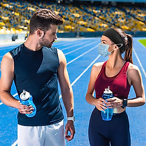 Huachi Headbands with Buttons for Mask for Nurses Non Slip Elastic Hair Bands for Women Doctors Medical Headband Turban Headwrap, 6Pcs