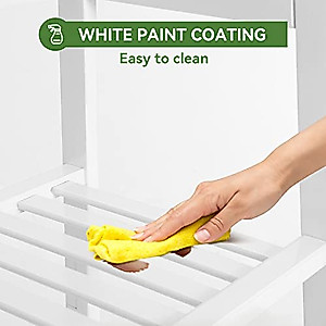 Aomedeelf Bookshelf, 4-Tier Ladder Shelf, 49.2" Free Standing Bookcase, Bamboo Shelf Ladder Bookshelf for Living Room, Bedroom, Bathroom, White