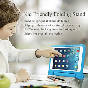 CAM-ULATA New iPad Mini 5th Generation 2019 Case Kids Durable Shockproof Convertible Handle Light Weight Soft Kid Friendly Protective Case Cover for iPad Mini 4 2015 Mini 5 2019,Blue