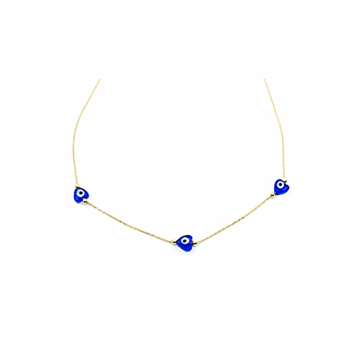 theserro Evil Eye Pendant Necklace, 18K Gold plated 925 Sterling Silver Necklace for Women and Teen Girls with Blue and White Sapphire, Cute Delicate Aesthetic Necklace, 16+2 Inch (Gold)
