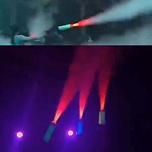 CO2 Jet Machine 20-26ft Spraying RGB LED Light CO2 Cryo Cannon Gun Stage Effect Smoke Fog Machine Club Bar DJ Effects Smoke Gun Fog Gun with 10ft Hose