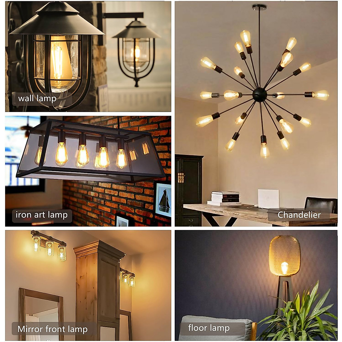 BORT ST58/ST19 Vintage LED Edison Bulbs, Warm White 2700K, Dimmable 6W Edison Light Bulbs, 60W Equivalent, 700LM, E26 Standard Base Filament LED Bulb, Clear Plastic - 12Pack