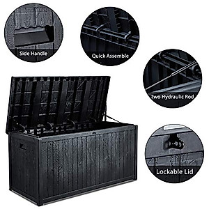 AVAWING Large Deck Box, Outdoor Storage Container with 120 Gallon, Patio Garden Furniture for Garden Tools, Pillows, Pool Toys, Black
