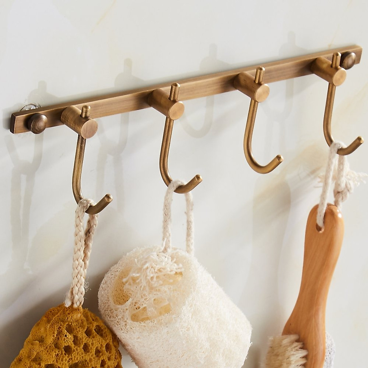 YUTU Antique Bronze Towel Hooks Brass 4 Hooks Bathroom Brushed Coat Hooks Rack,FGG0