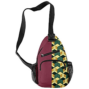 HANDAFA Unisex Nezuko Print Single Shoulder Bag Anime Cosplay Sling Backpack Casual DaypackGiyuu