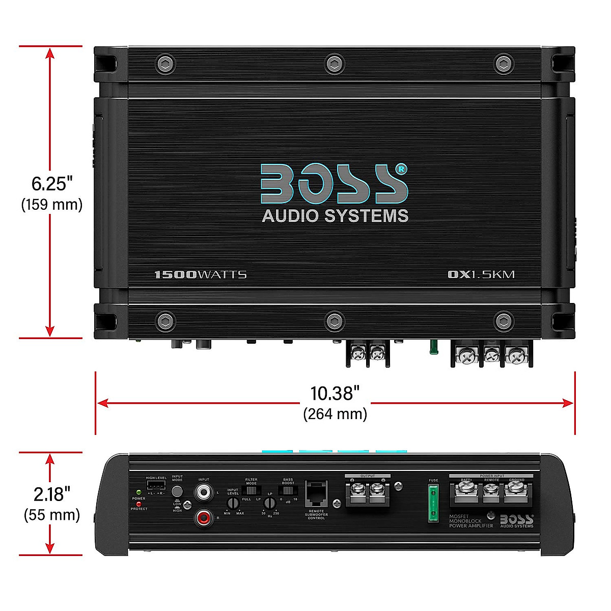 BOSS Audio Systems OX2.600 2 Channel Car Amplifier – 600 Watts, Full Range, Class A/B, 2-8 Ohm Stable, MOSFET Power Supply, Bridgeable