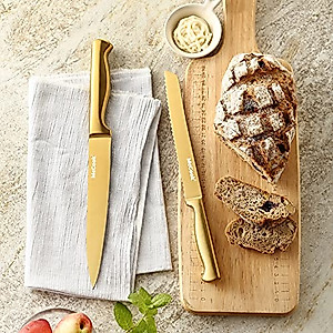 McCook® MC21G Knife Sets,15 Pieces Luxury Golden Titanium Kitchen Knife Block Sets with Built-in Sharpener