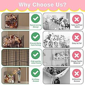 HEOMU Stuffed Animal Storage,Toy Bins for Kids Organizer,Toy Box Hold Up to 150 Plush Toysfor Nursery Play Room Bedroom Metal (Black)