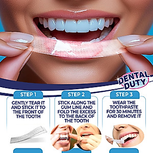 Dental Duty Teeth Whitening Strips – 28pcs Vegan White Strips for Teeth Whitening – Enamel-Safe Teeth Whitener – Removes Coffee & Tea Stains – Non-Toxic, Sensitivity-Free Teeth Whitening Kit.