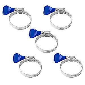 POWERTEC 70247 1-1/2 Inch Stainless Steel Thumb Screw Clamps, Adjustable Key Hose Clamps for Pool Hose for Above Ground Pools and PVC Tubing, Pipe Clamp, Worm Gear Clamp, 5 pack