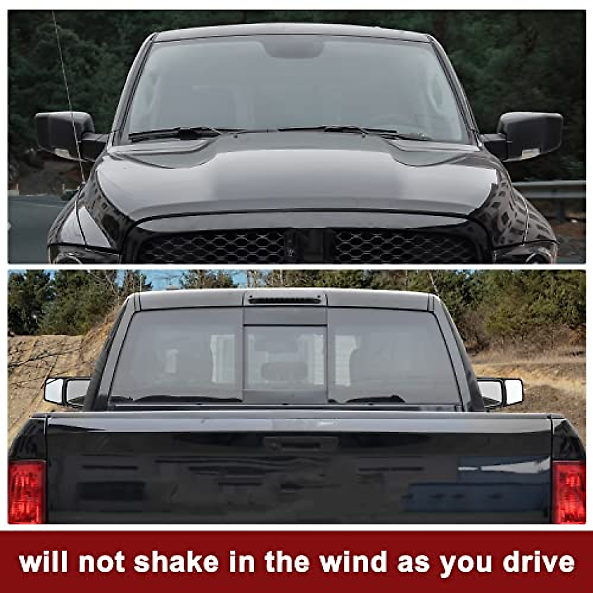 Clip On Mirror Extension for Ram 1500, KEWISAUTO Snap & Zap Towing Side Mirror Extensions Towing Clip on Exterior Rearview Mirror Extend Cover for 2009-2017 Dodge Ram 1500 2500 3500 Accessories