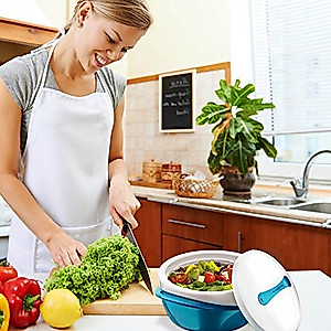 Pinnacle Insulated Casserole Dish with Lid 3 pc. set 2.6/1.25/.6 qt. Elegant Hot Pot Food Warmer/Cooler - Large Thermal Soup/Salad Serving Bowl- Stainless Steel –Best Gift Set for Moms –Holidays Teal