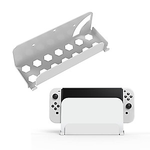 JDDWIN Switch OLED Wall Mount,Wall Mount for Switch/Switch OLED,All Metal Vertical Hanging On Wall (White)