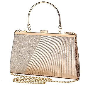 DETARA Women Evening Bags Glitter Sequins Clutch Purses for Women Shiny Handbag Formal Wedding Party Prom Purse(Champagne AX2578)