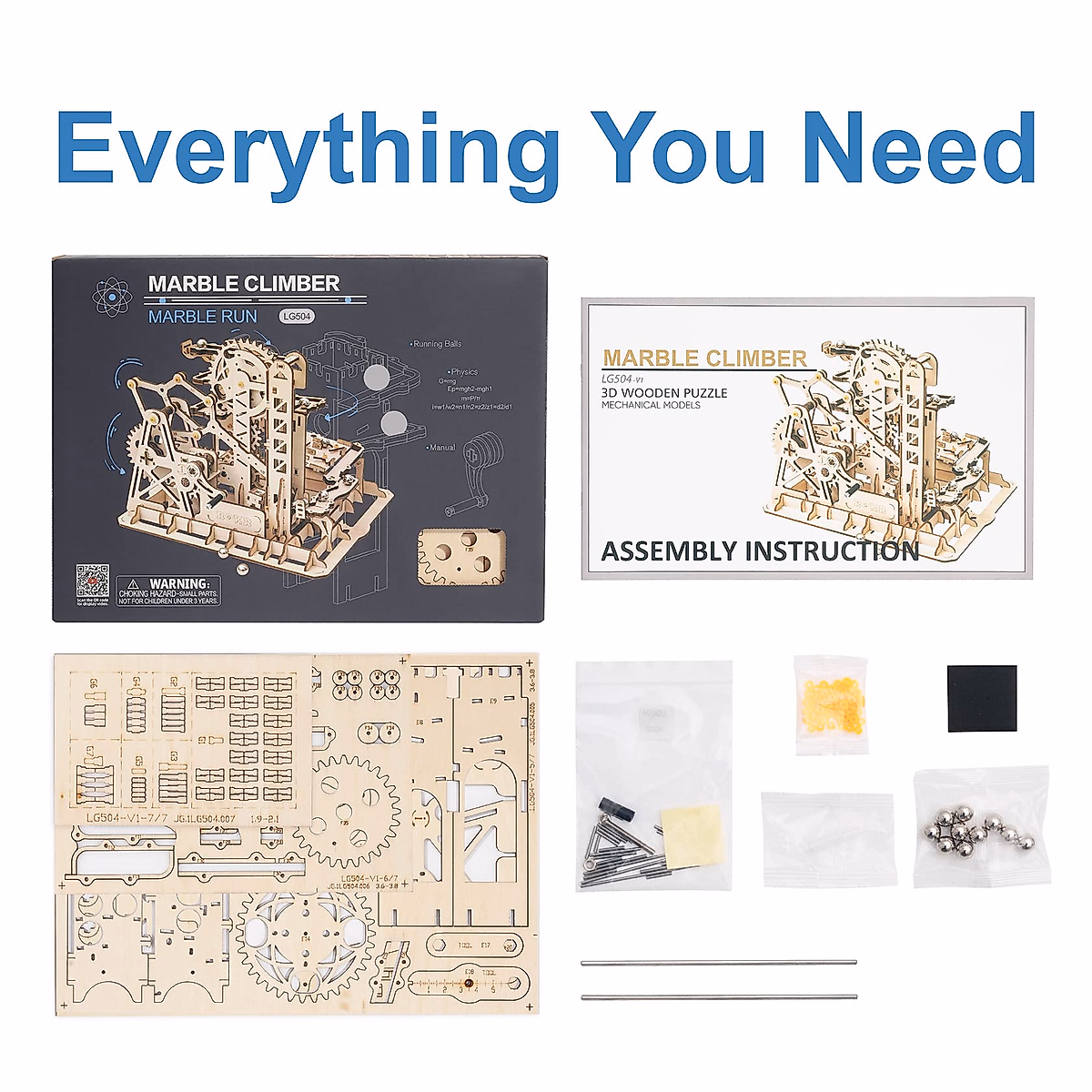 Rowood 3D Wooden Marble Run Puzzle Craft Toy, Gift for Adults & Teen Boys Girls, Age 14+, DIY Model Building Kits - Tower Coaster(Marble Climber)