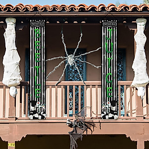 Scary Creepy Halloween Porch Banner Classic Movie Role Front Porch Welcome Sign Horror Halloween Party Decorations-12×71''