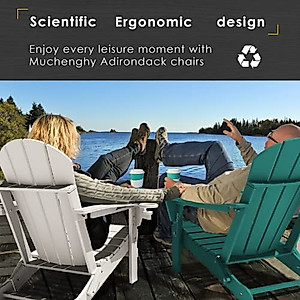 MUCHENGHY Folding Adirondack Chairs, Patio Chairs, Lawn Chairs, Outdoor Chairs, Adirondack Chair Plastic, Fire Pit Chairs, Weather Resistant with Cup Holder for Deck, Backyard, Garden(Lake Blue)