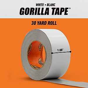 Gorilla Tape, White Duct Tape, 1.88" x 30 yd, White, (Pack of 2)
