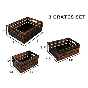 EZDC Set of 3 Nesting Wooden Crates, 16 x 12” Wall Mounted Wooden Basket, Storage Crates, Wooden Crate Box for Storage, Display Risers, Decoration