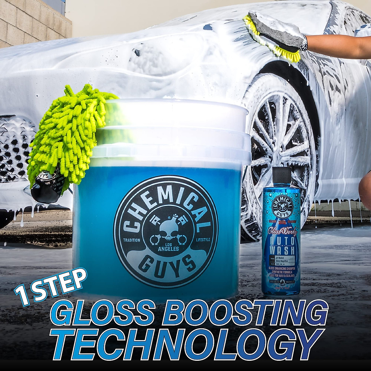 Chemical Guys CWS_133_16 Glossworkz Gloss Booster Car Wash Soap (Works with Foam Cannons, Foam Guns or Bucket Washes) Safe for Cars, Trucks, Motorcycles, RVs & More, 16 fl oz, Watermelon Scent