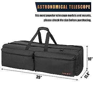 TORIBIO Telescope Case Bag, 35" Padded Storage Bag and Telescope Carrying Case for Telescope, Telescope Travel Bag with Pockets & Buckled Straps to Easily Secure Optical Tube & Tripod