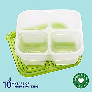 EasyLunchboxes® - Bento Snack Boxes - Reusable 4-Compartment Food Containers for School, Work and Travel, Set of 10, (Classic)
