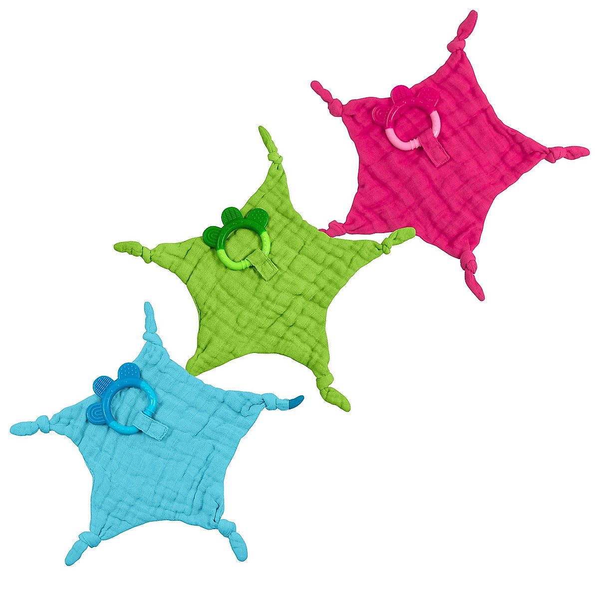 green sprouts Muslin Blankie Teether made from Organic Cotton | Soothes gums & promotes healthy oral development | Multiple textures massage gums, wet knots for extra relief, Easy to hold & chew