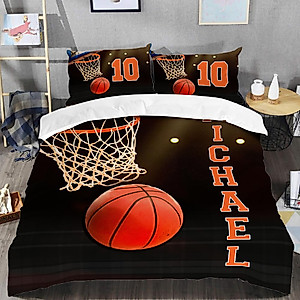 Custom Basketball Hoop Art Bedding Set, Basketball Comforter Set Twin Full Queen King, Basketball Comforter Set Twin Ultra-soft Quilt for Bedprinted Basketball Bedspread Basketball Bedroom Decor