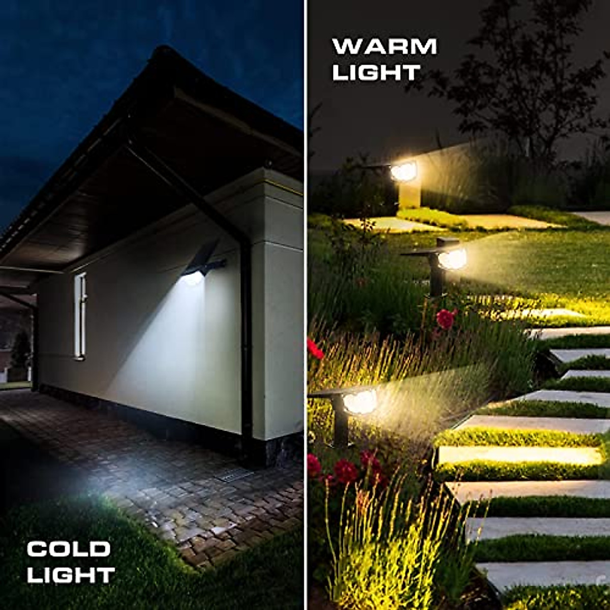 EverBrite 30 LEDs Solar Landscape Spotlights Outdoor, IP67 Waterproof Solar Powered Garden Lights, 2-in-1 Solar Outdoor Lights, 4 Modes Decorative Path Lights for Yard Porch Driveway, 2 Pack