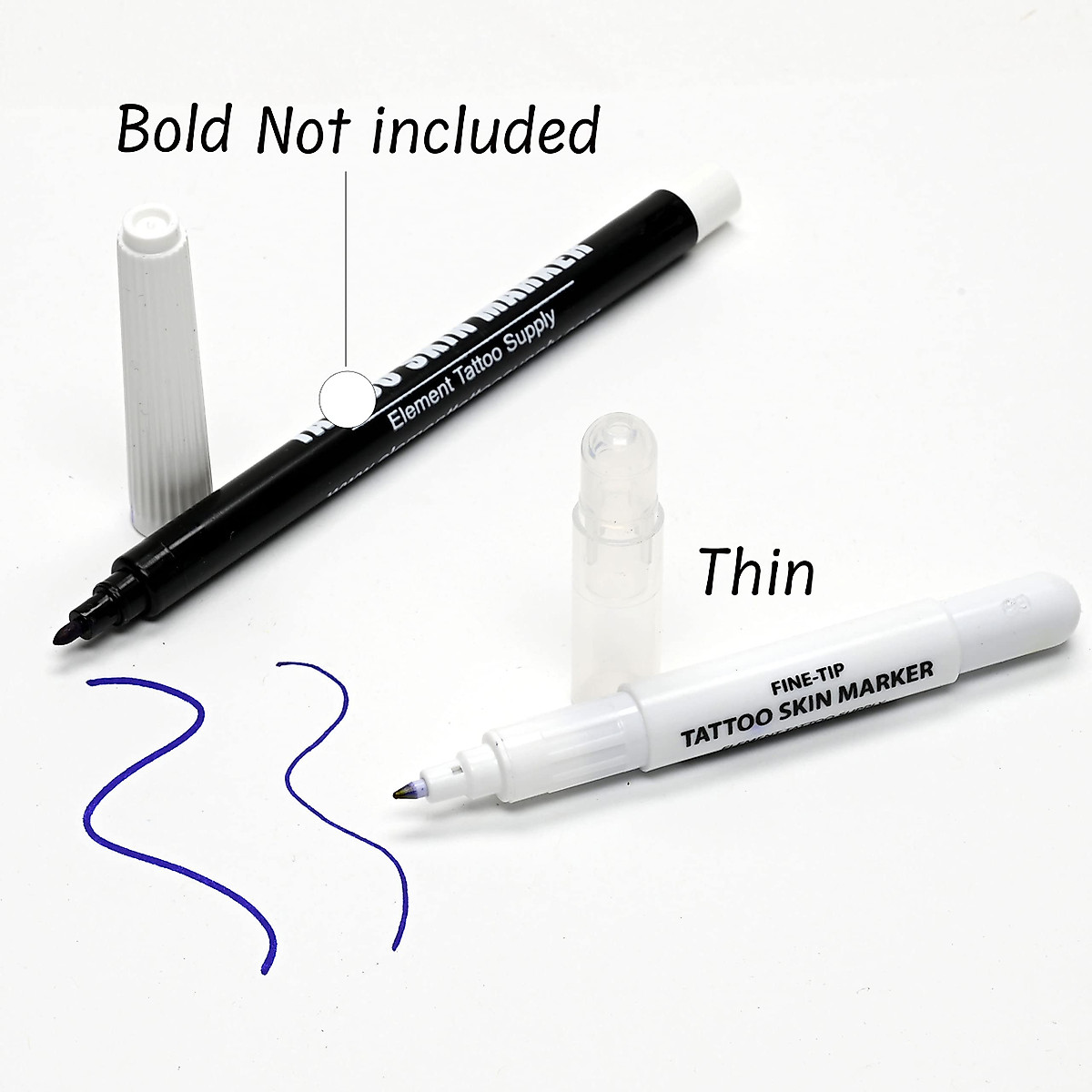 ELEMENT TATTOO SUPPLY - Fine Tip Tattoo Skin Markers Pen Purple For Thinner Thin Lines Disposable Short Stencils Dot Lines Markings Body Piercing Microblading 5 Markers (Purple-Thin-5pk)