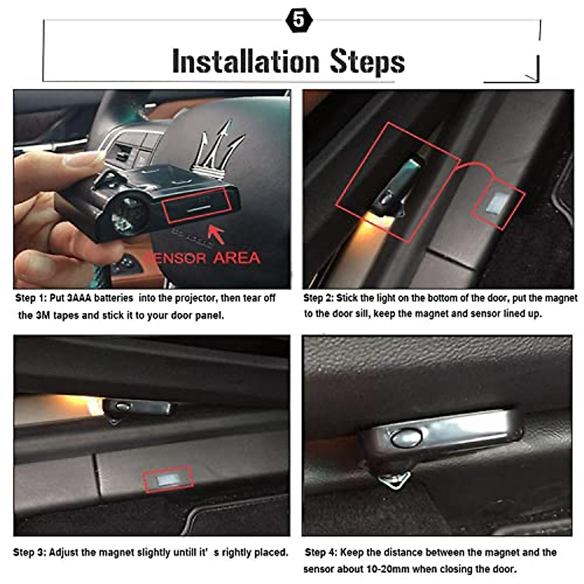 2Pcs Universal for Wireless Car Door Logo Light LED HD Welcome Courtesy Ghost Shadow Projector Lamp Compatible with Volvo Most Models