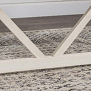 Walker Edison Modern Farmhouse Dining Table Wood Small Dining Room Table Sets Dining Chairs. 72 Inch. White and Rustic Oak