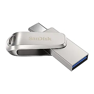 SanDisk Ultra Dual Drive Luxe USB 3.0, USB 2.0 Type-C 256GB, Metal Pendrive for Mobile